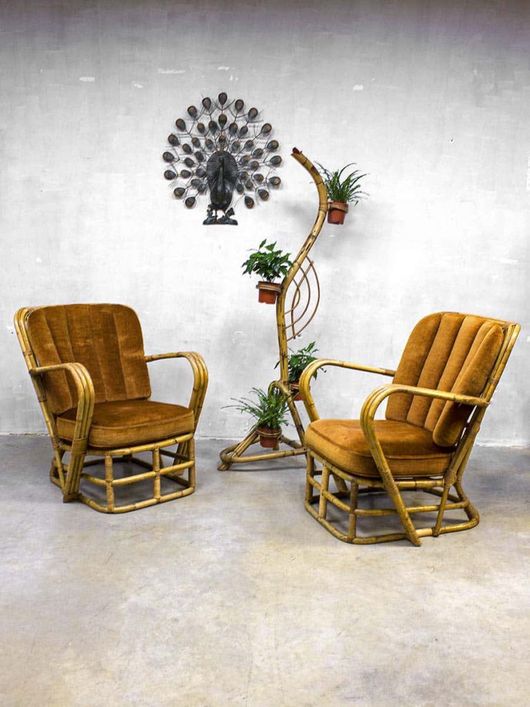 Rotan vintage design lounge set, midcentury design rattan sofa ...