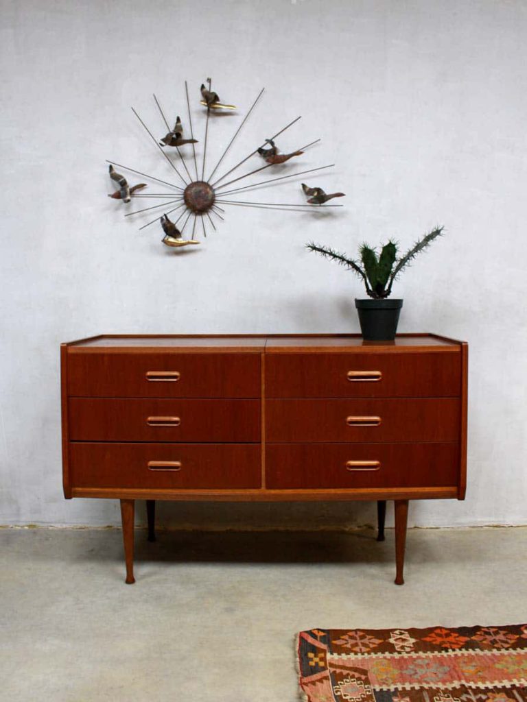 Vintage Deense ladekast kaptafel, vintage Danish cabinet chest of ...