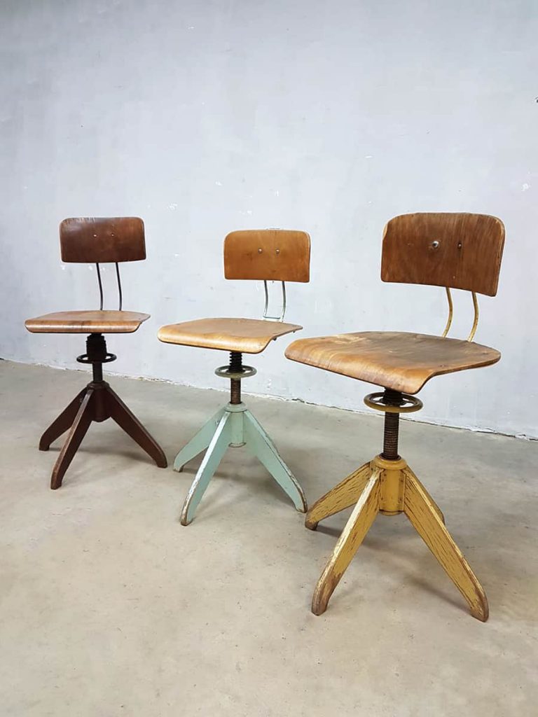 Bemefa vintage industrial workshop chairs desk chair factory stools ...