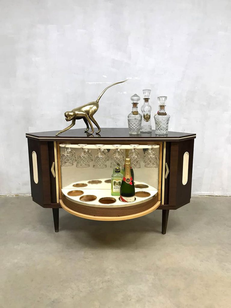 Midcentury modern fifties cocktail liquor cabinet vintage dranken kast ...