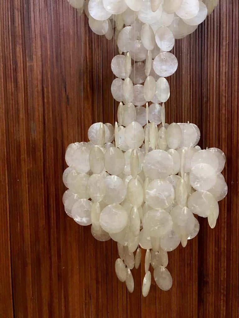 Vintage Capiz shell chandelier pendant schelpenlamp Verner Panton style ...
