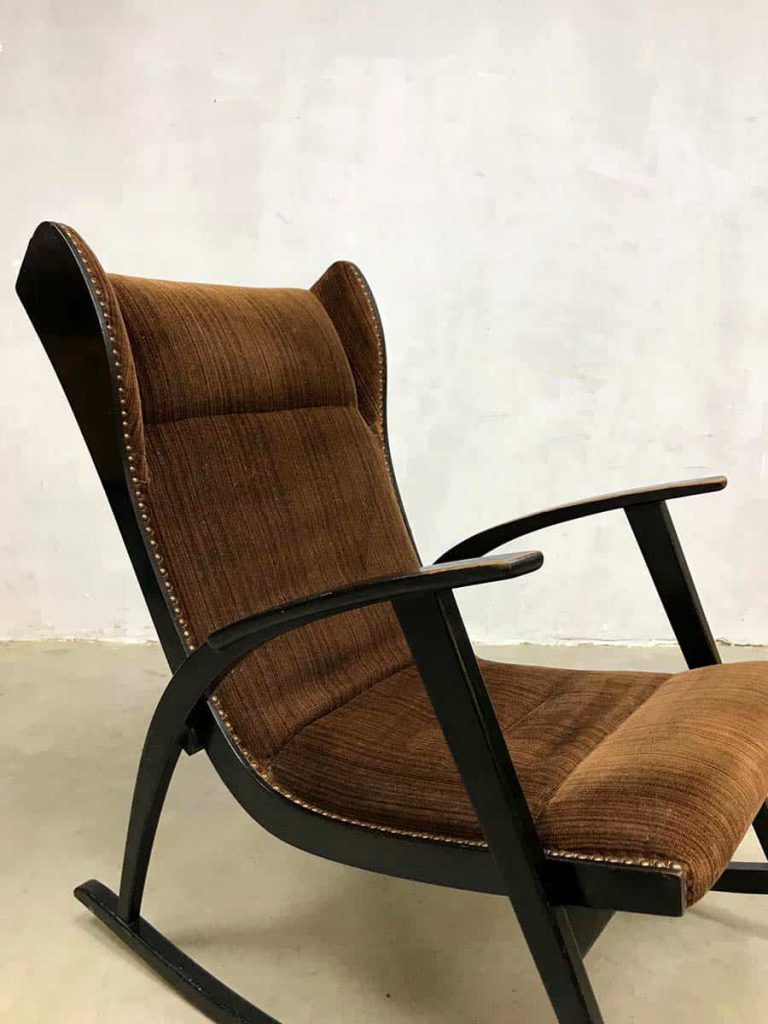 Vintage Danish design wingback rocking chair schommelstoel | Bestwelhip