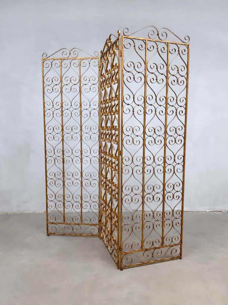Antique brass room divider paravan folding screen kamerscherm | Bestwelhip