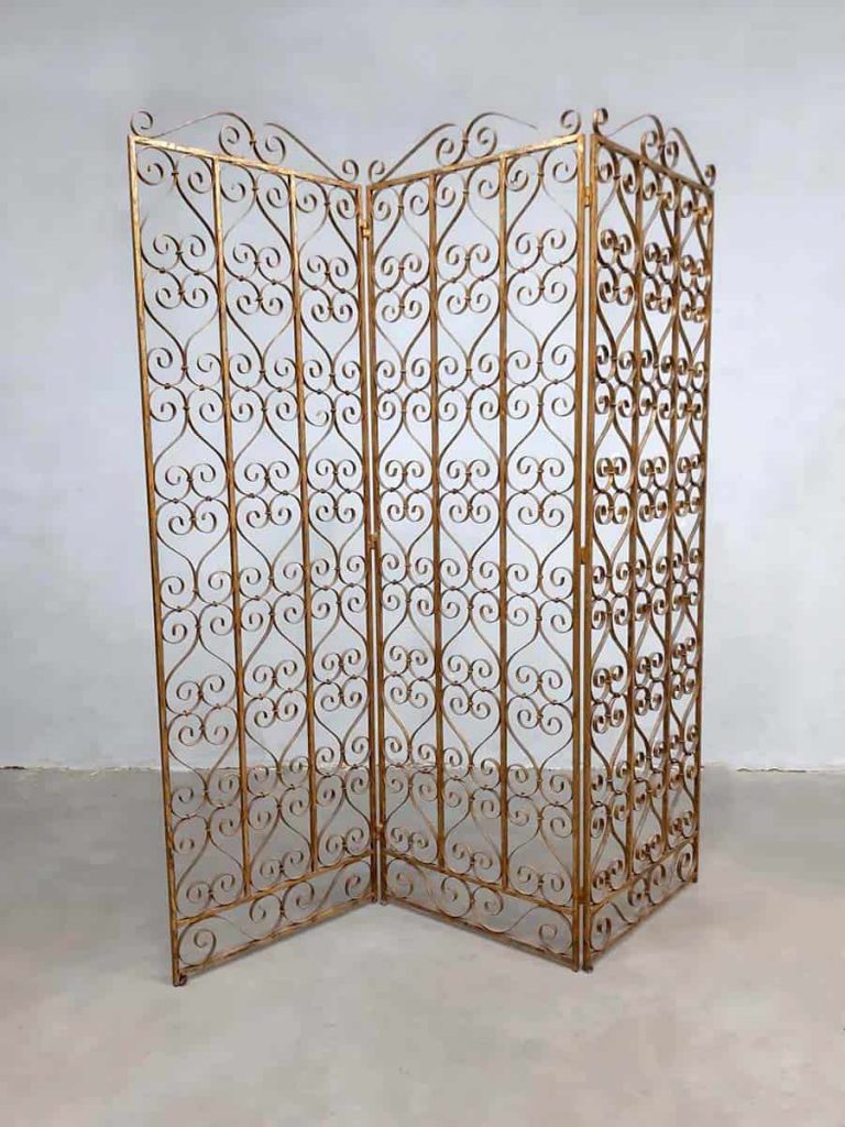 Antique brass room divider paravan folding screen kamerscherm | Bestwelhip