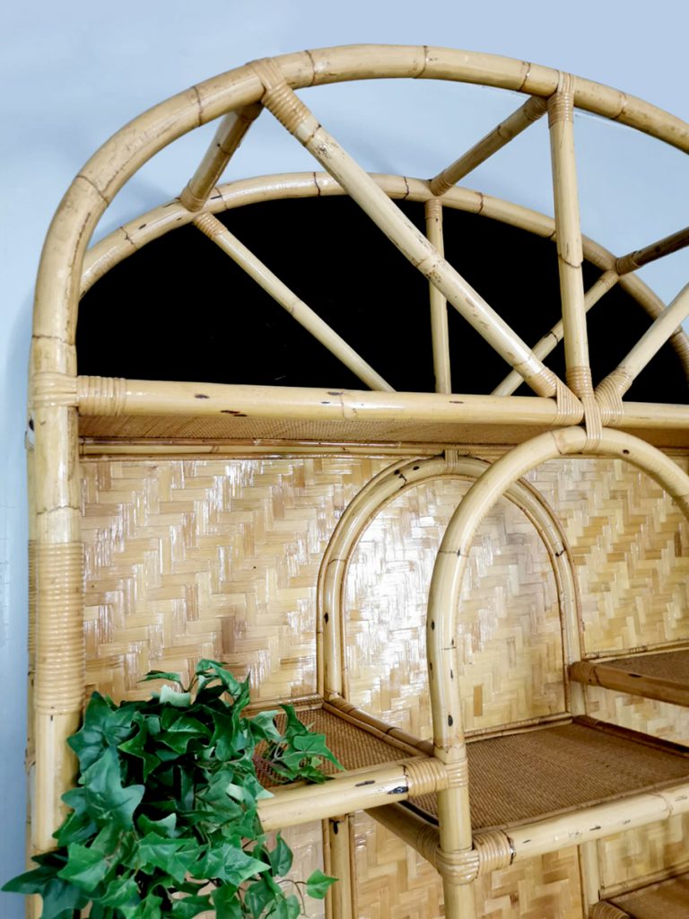 vintage bamboo wall unit kast bamboe wandkast | Bestwelhip