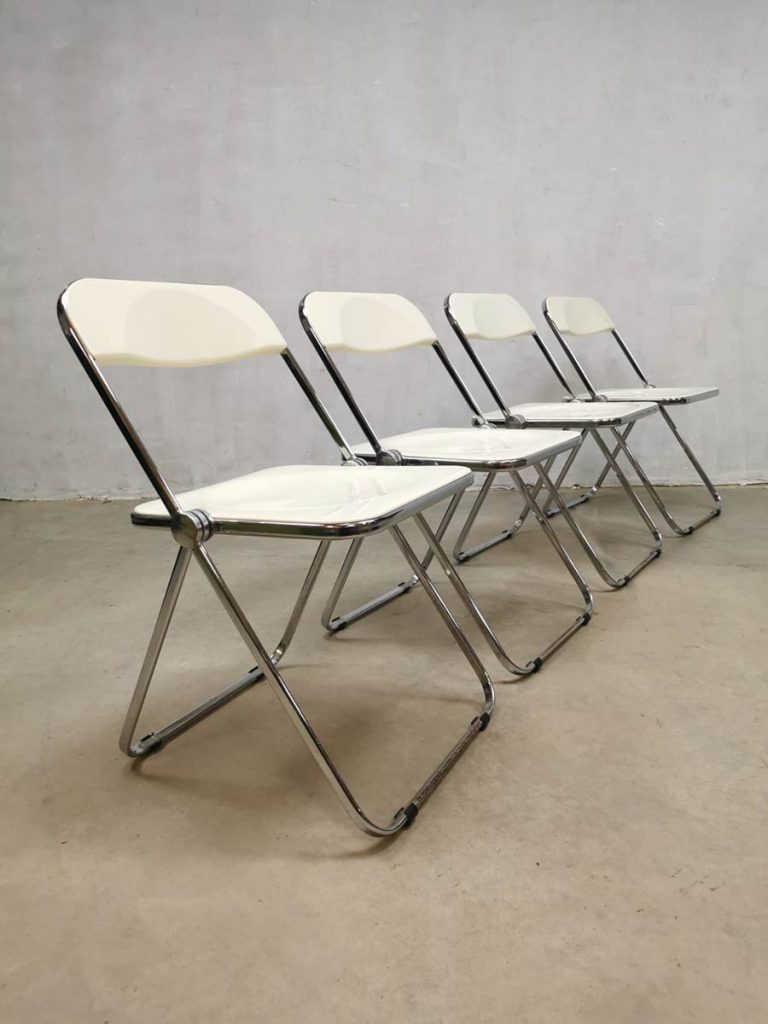 Vintage Italian design folding chairs klapstoelen Plia Castelli white ...