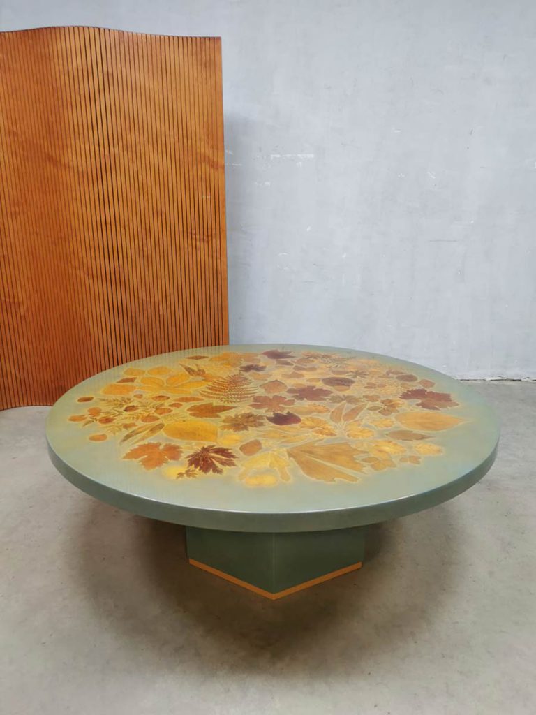 Unique vintage design coffee table salontafel epoxy ‘Autumn Leaves ...