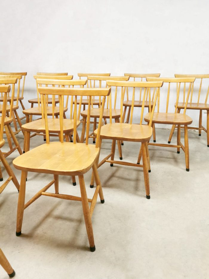 Vintage Dutch design spindle back dining chairs spijlenstoelen ...