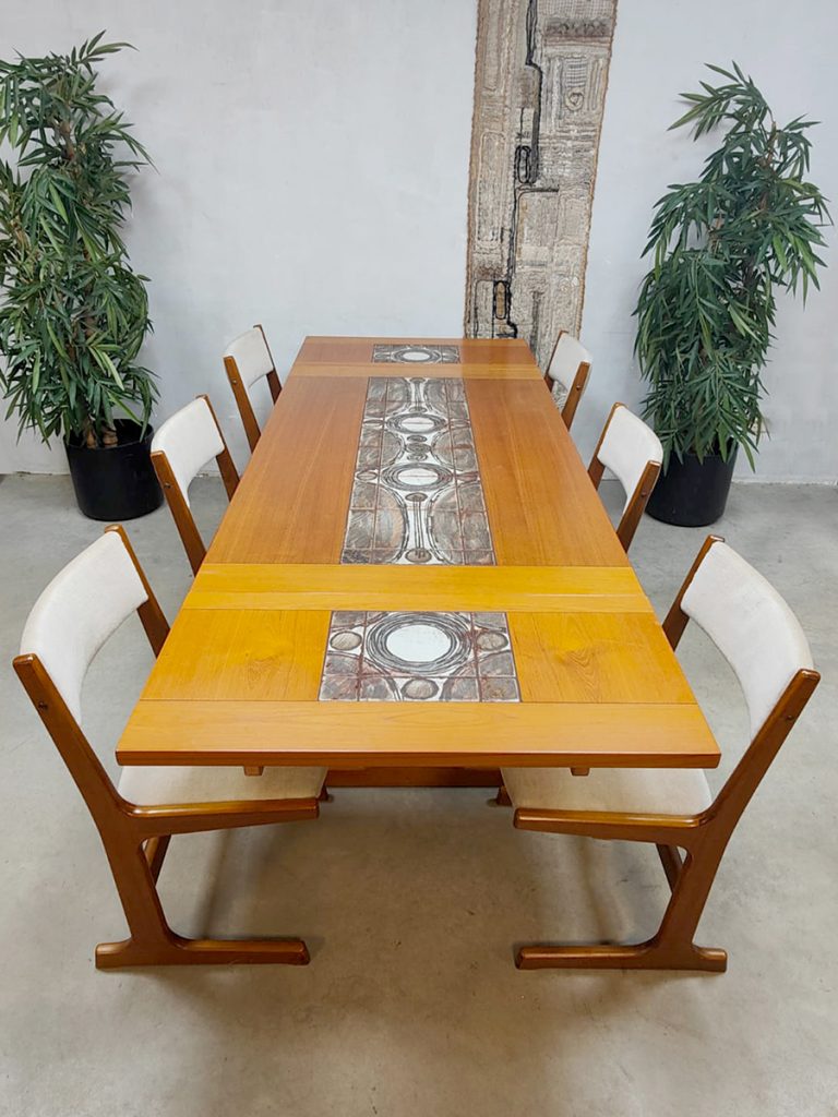 Vintage Danish dining set table tiles & chairs eetkamertafel stoelen ...