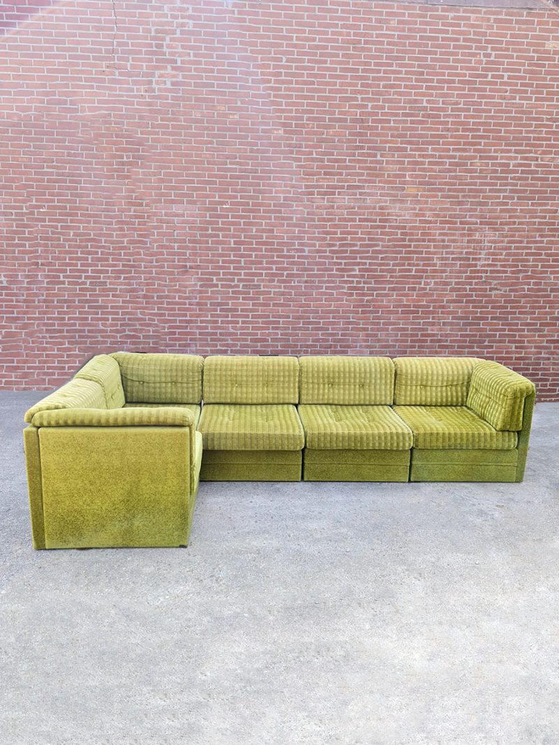Midcentury modular sofa modulaire bank ‘Lime green striped’ | Bestwelhip