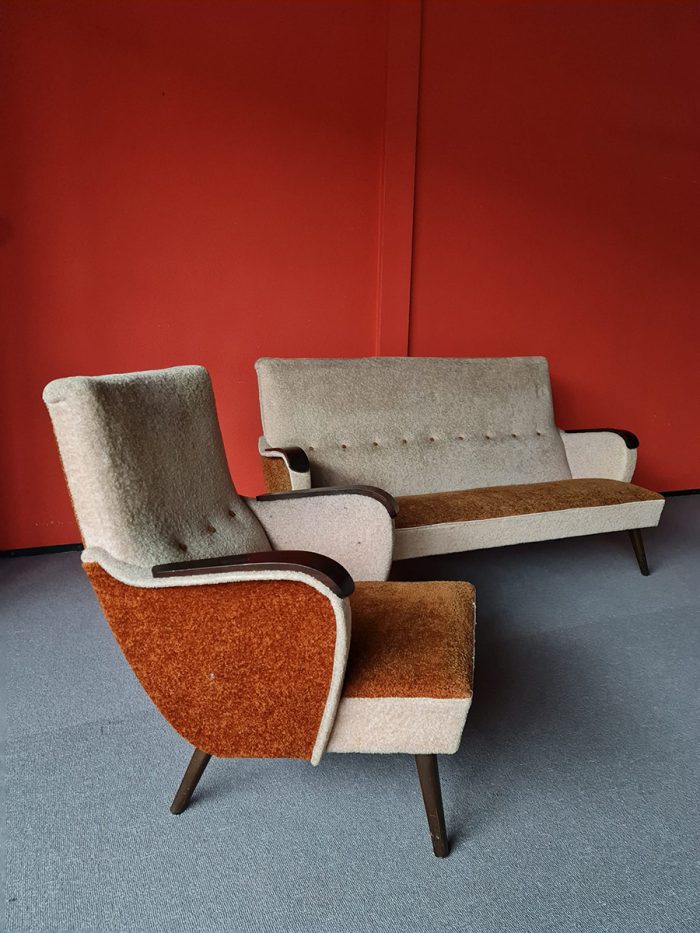 Vintage design lounge set sofa & armchairs sofa bank ‘Fifties vibes ...