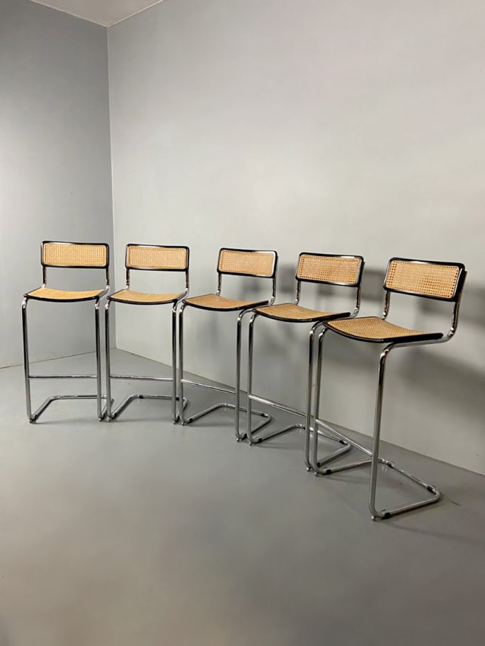 Midcentury Italian design barstools ‘Marcel Breuer style’ barkrukken ...