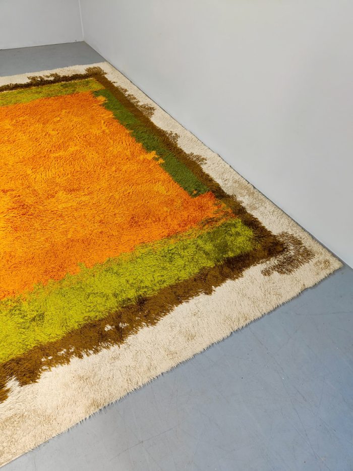 Vintage 60s high pile wool carpet tapestry rug tapijt vloerkleed XL ...