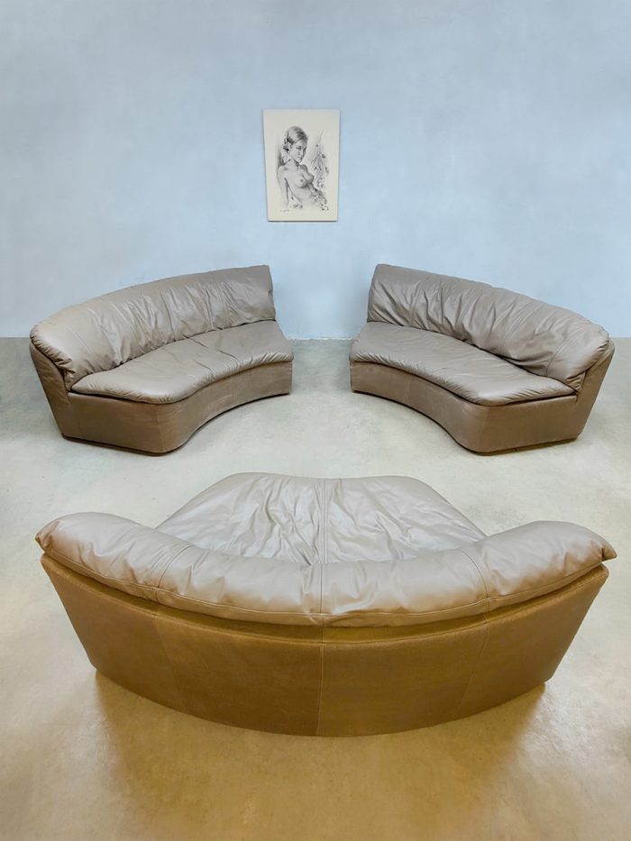 Vintage circular modular leather sofa | Bestwelhip