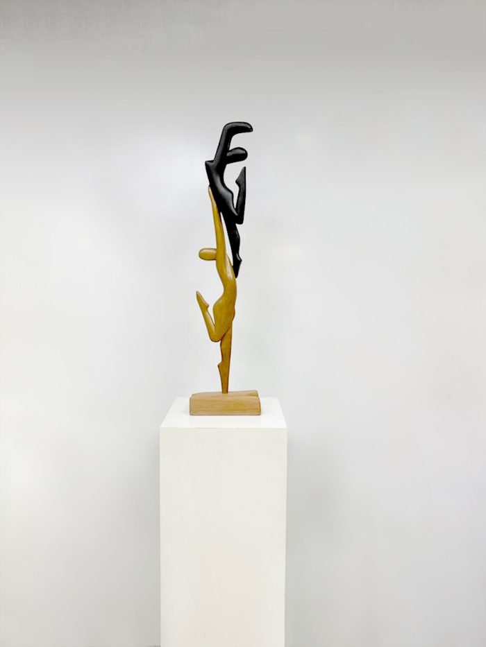 Vintage wooden abstract sculpture houten beeld ‘Duo dancing forever ...