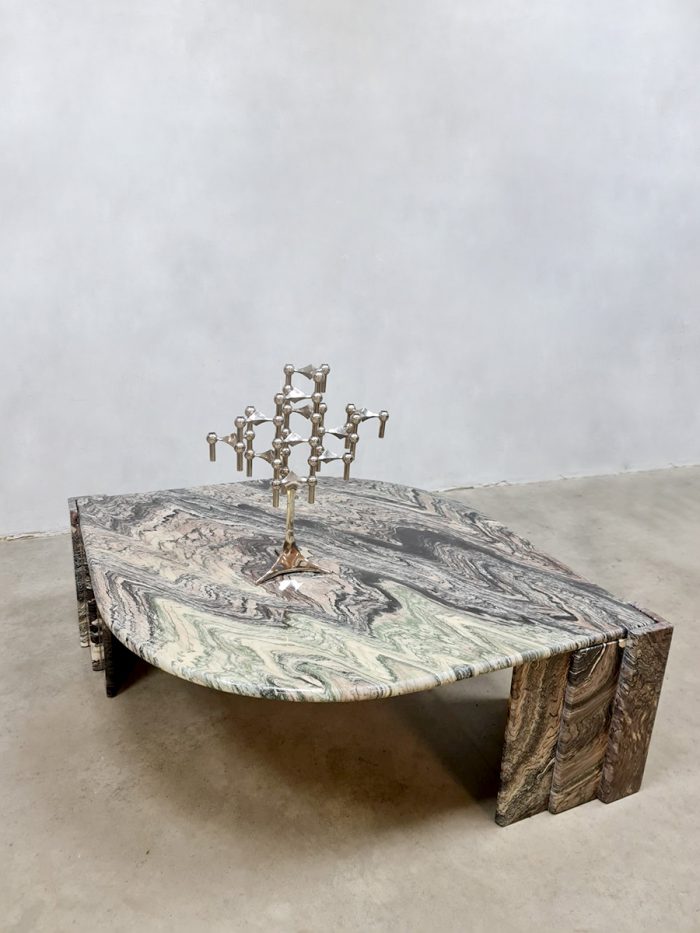 Midcentury design marble coffee table vintage Roche Bobois | Bestwelhip