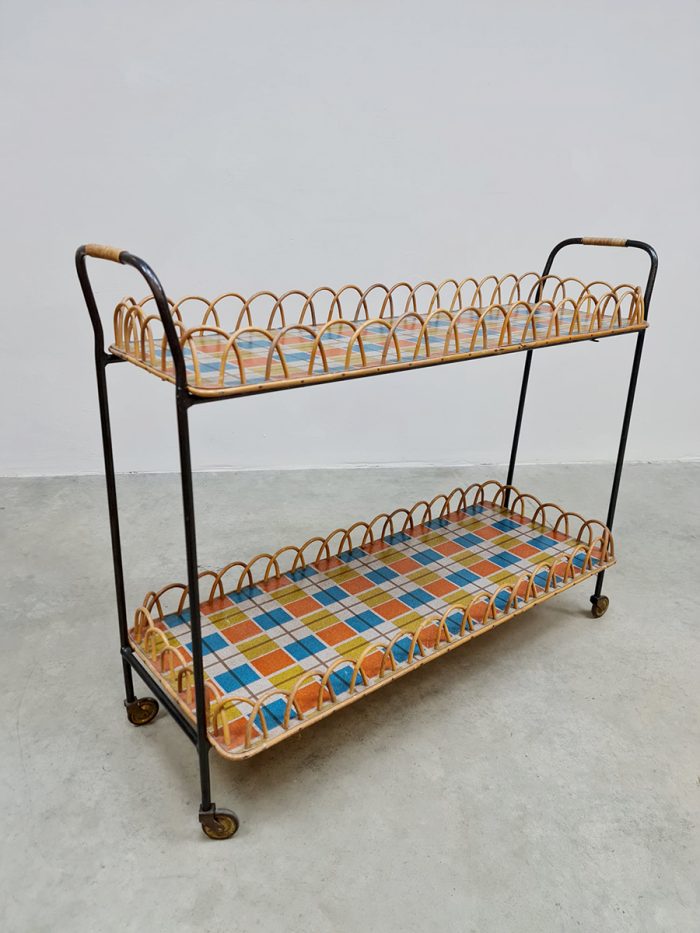 Vintage rattan trolley bar cart dranken rotan trolley ‘Sixties ...