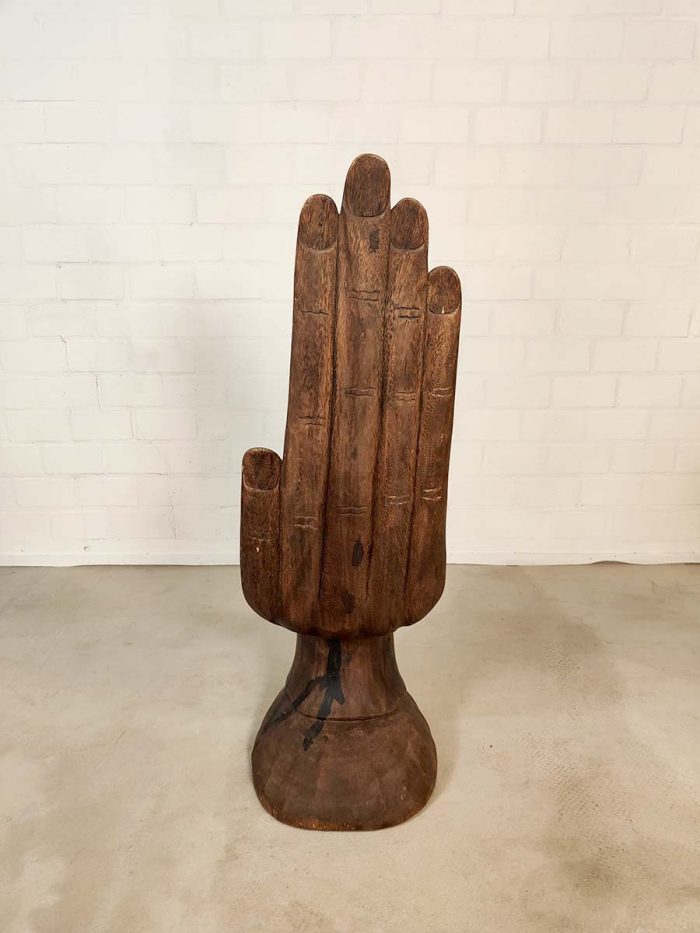 Vintage teak handcrafted wooden carved chair houten hand stoel | Bestwelhip